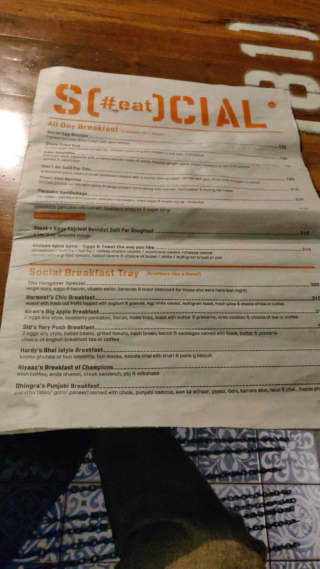 Menu at Sector 7 Social, Chandigarh