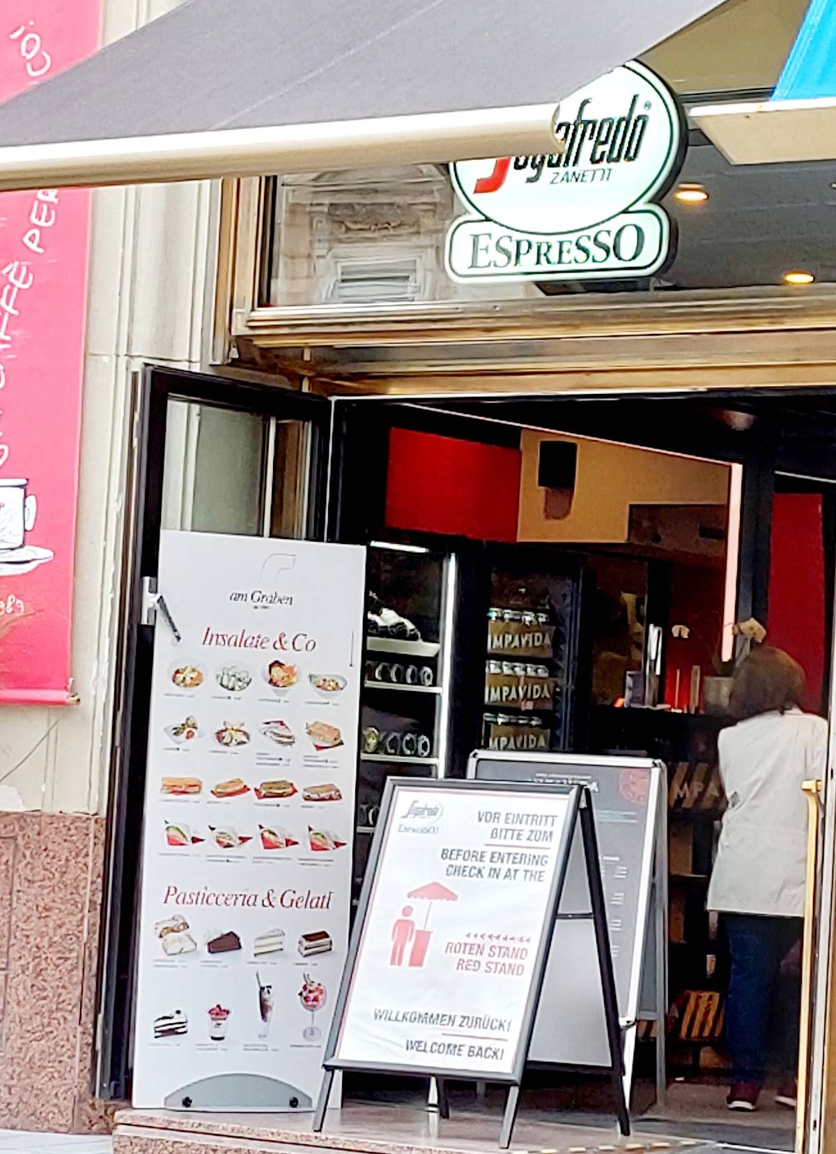 Menu at Segafredo. cafe, Vienna, Graben 29