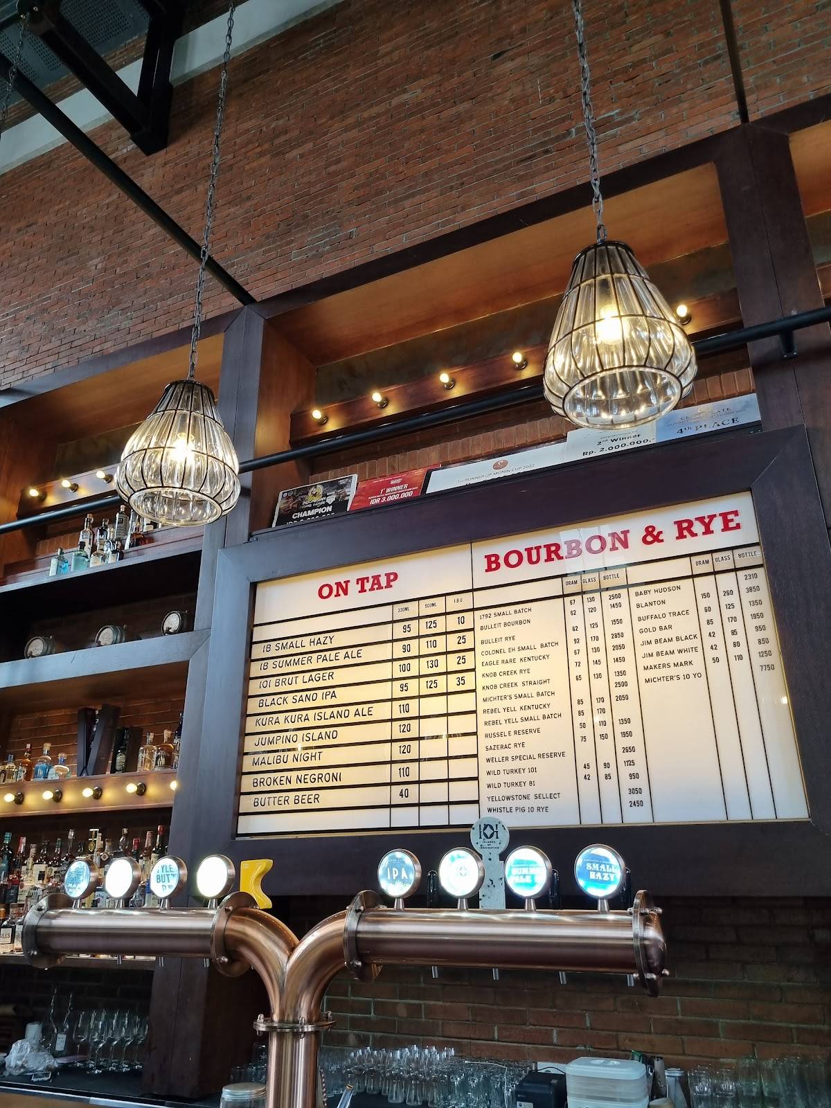 Menu at Tyler's Smoke House restaurant, Semarang