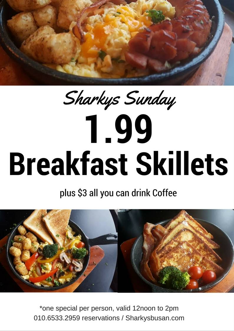 Menu at Sharky's Bar and Grill - Haeundae Strip, Busan