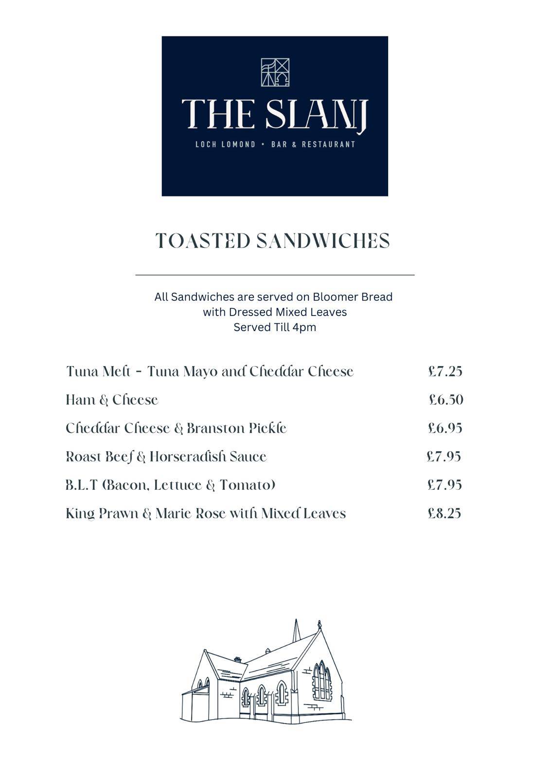 Menu at Slanj Restaurant, Arrochar, Station Rd