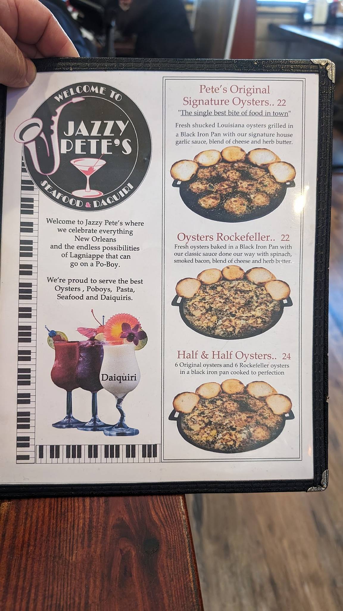 Menu at Jazzy Pete's Poboys restaurant, Slidell