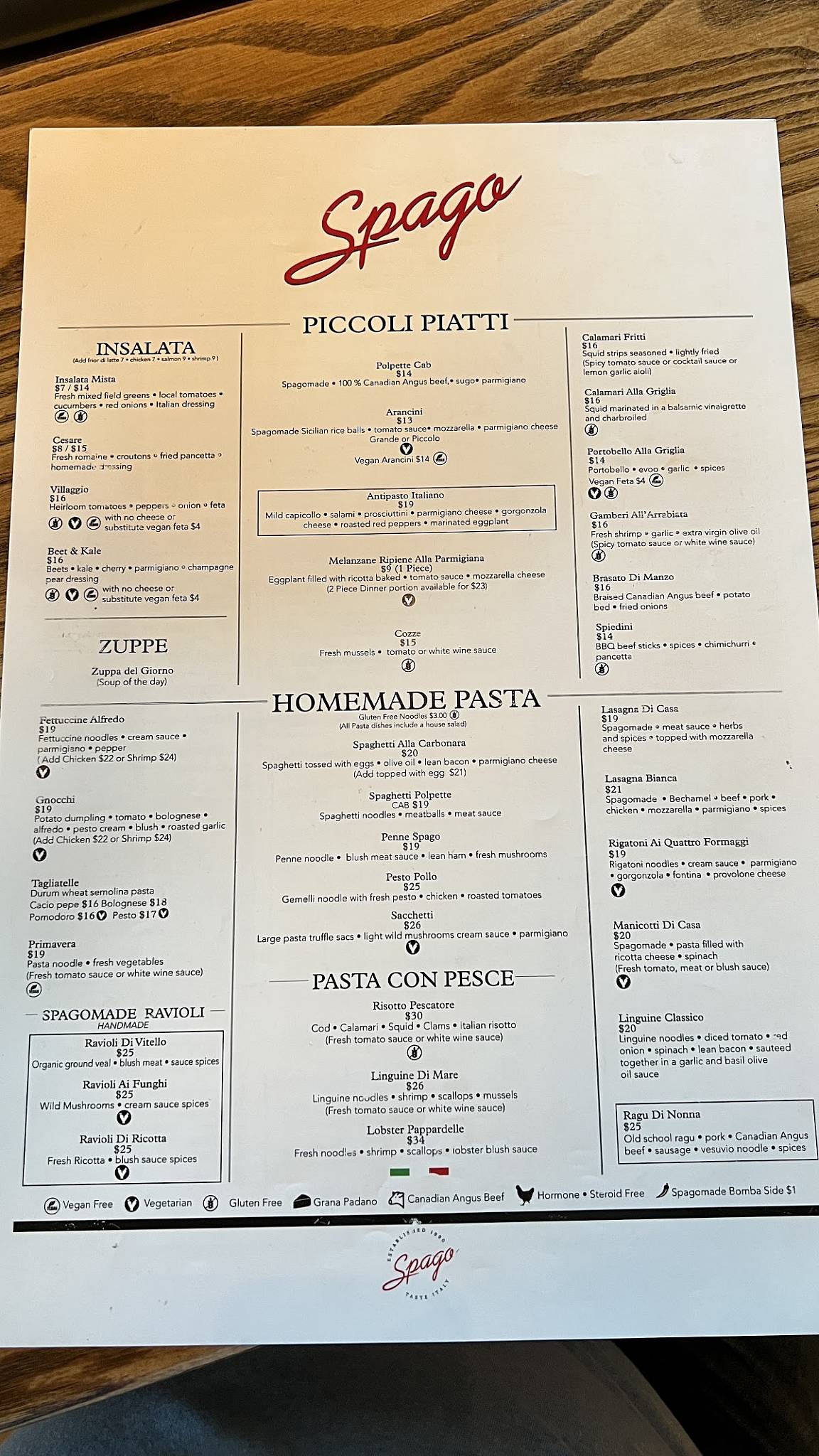 Menu at Spago Caesars Windsor pizzeria, Windsor, 377 Riverside Dr E