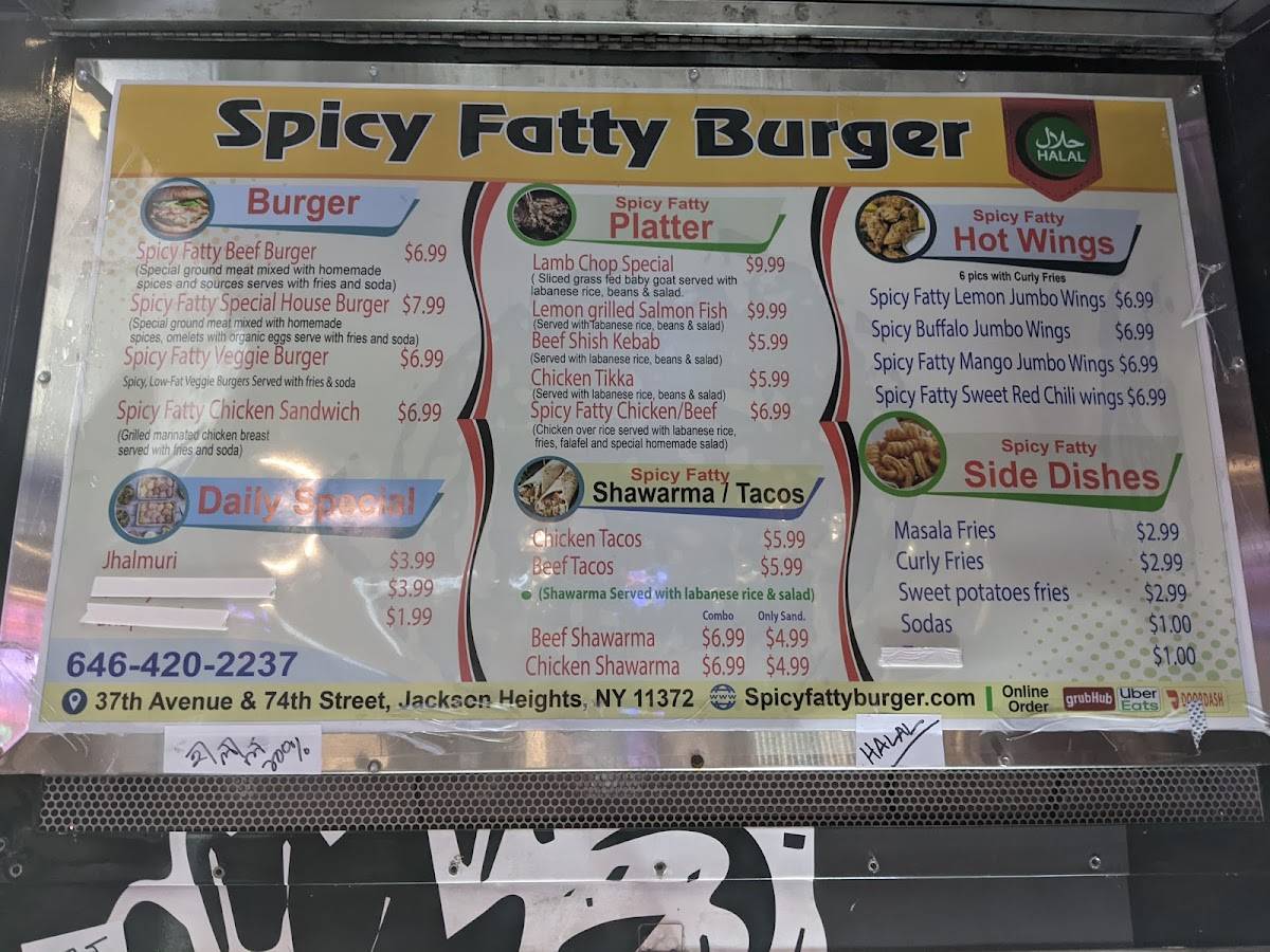 Menu at Spicy Fatty Burger (Food Truck) restaurant, New York City
