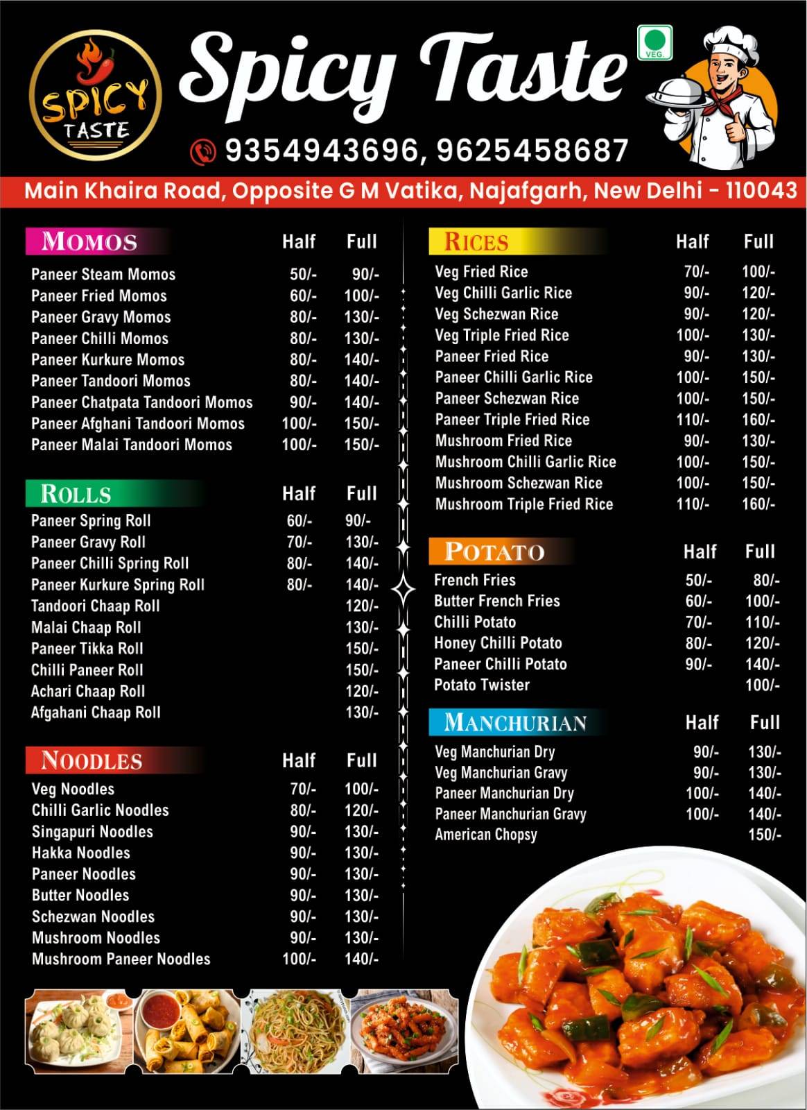 Menu at Spicy Taste, Delhi