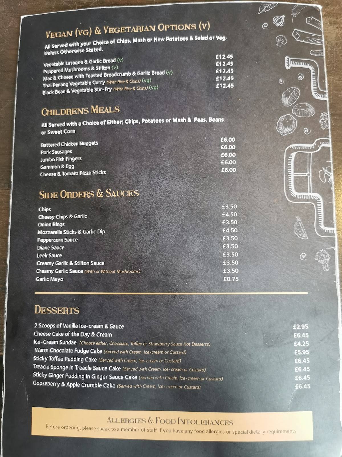 Menu at Spotted Cow pub & bar, Hartlepool, 31 The Grn