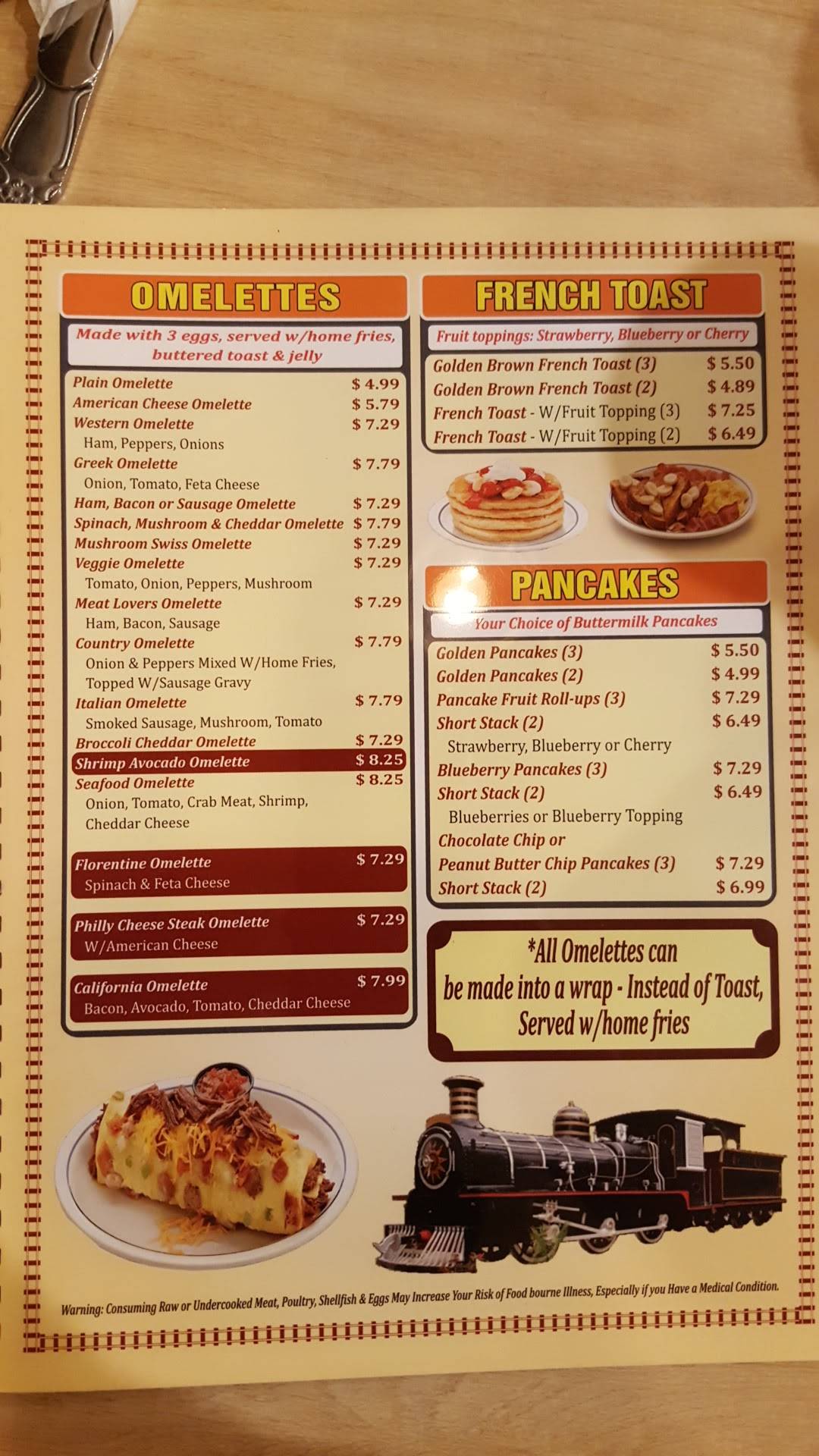 Menu at Squeaky Rail Diner restaurant, Enola, 505 N Enola Rd