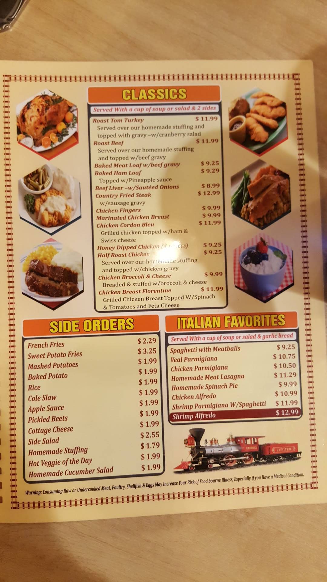 Menu at Squeaky Rail Diner restaurant, Enola, 505 N Enola Rd