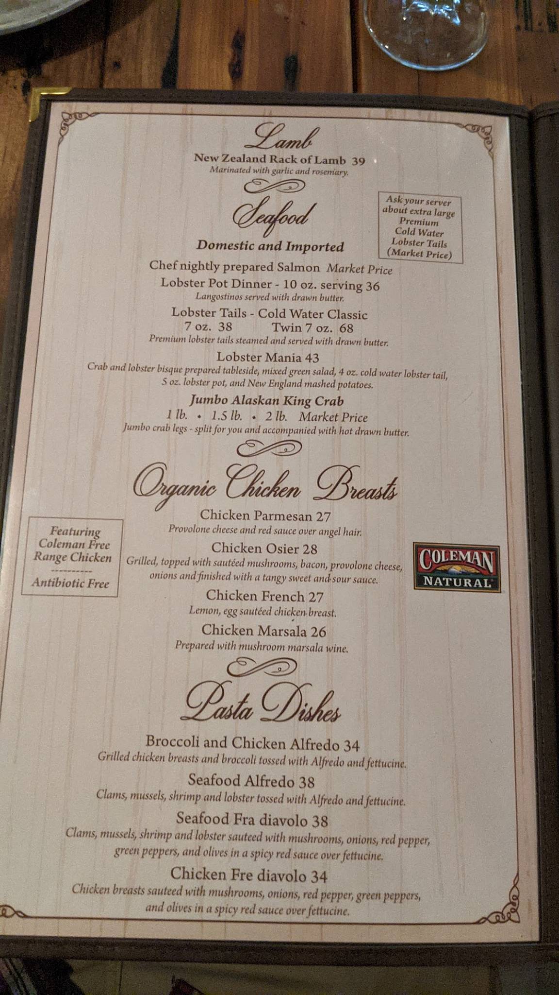 Menu at The "Original" Red Osier Landmark Restaurant, Stafford