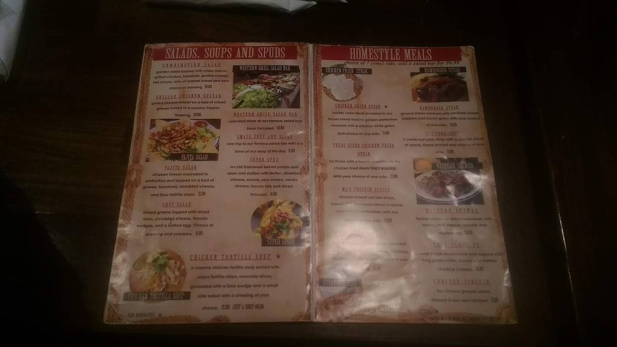Menu at Western Grill Steak House steakhouse, Andrews