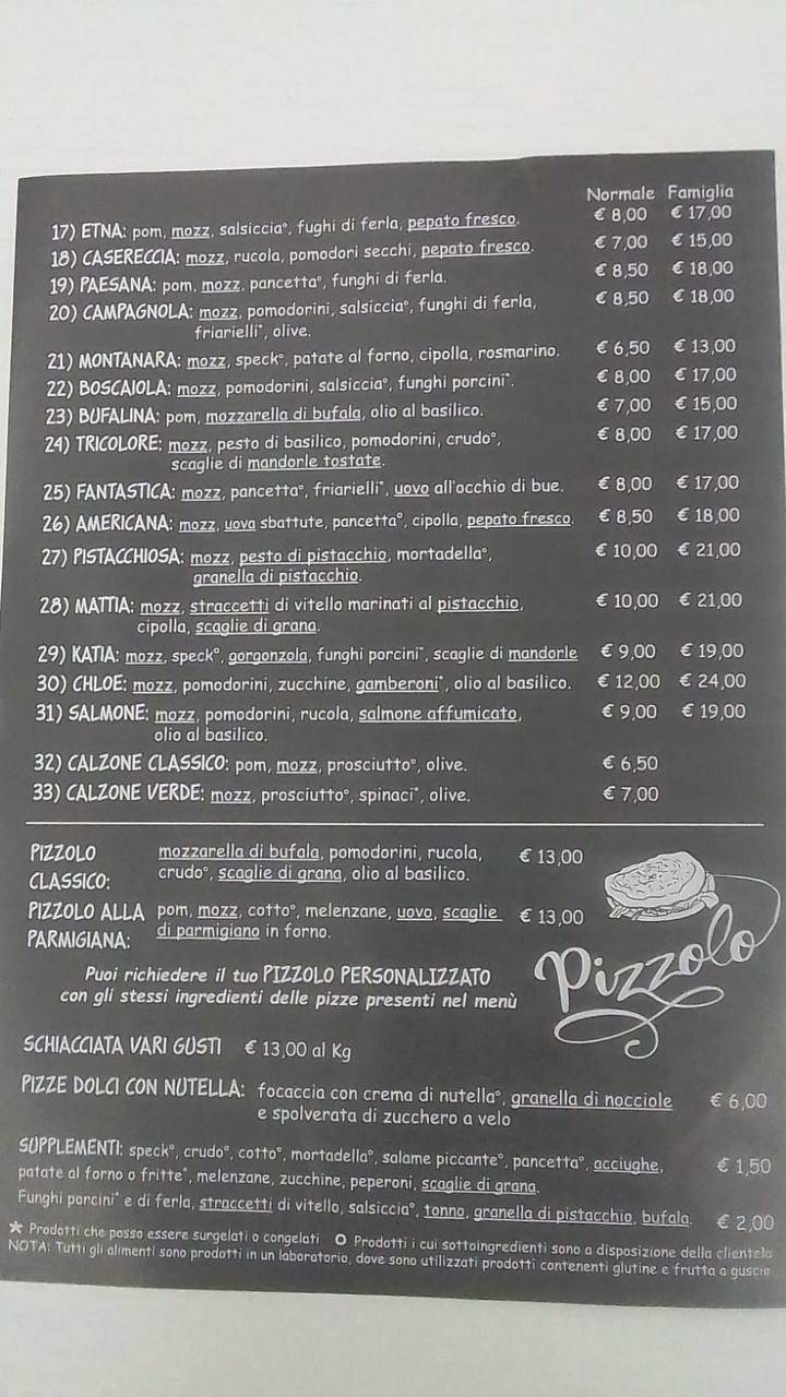 Menu da Strapizzati da Mattia ristorante, Bronte
