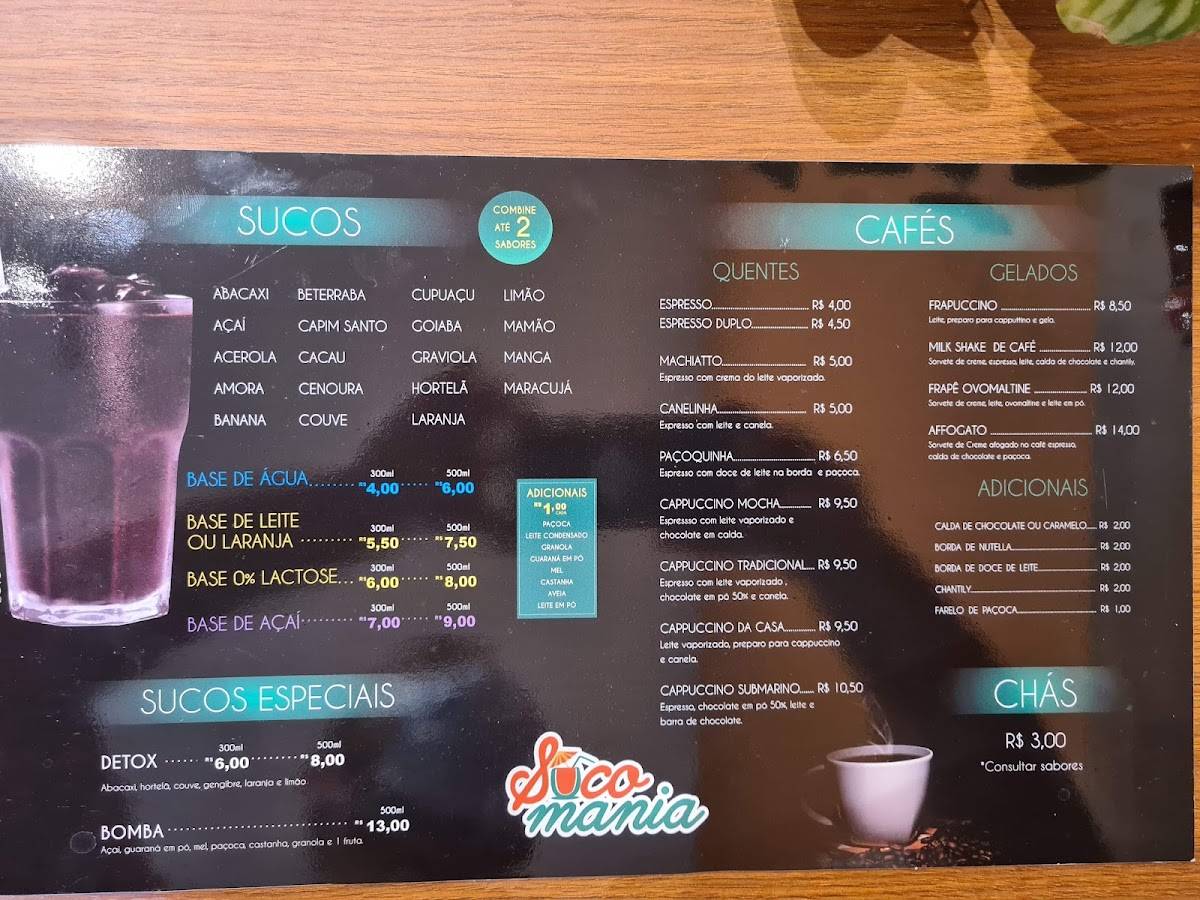 Menu em Suco Mania, Bom Jesus da Lapa