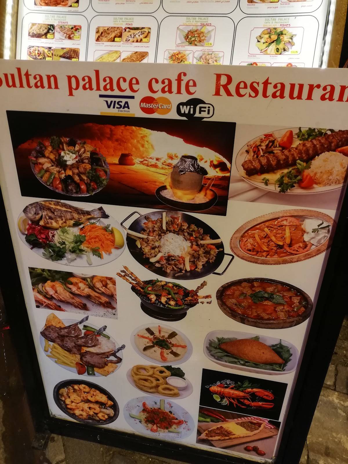 Menu at Sultan palace cafe restaurant, Istanbul