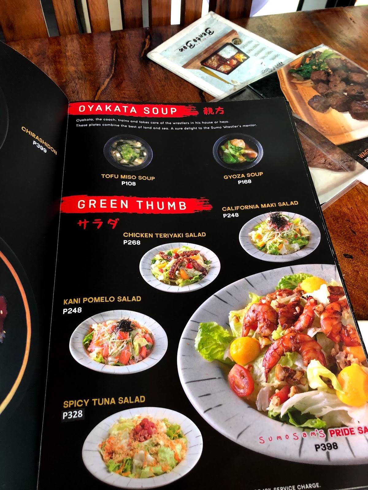 Menu at Sumosam restaurant, Baguio, 9JX5+C8W