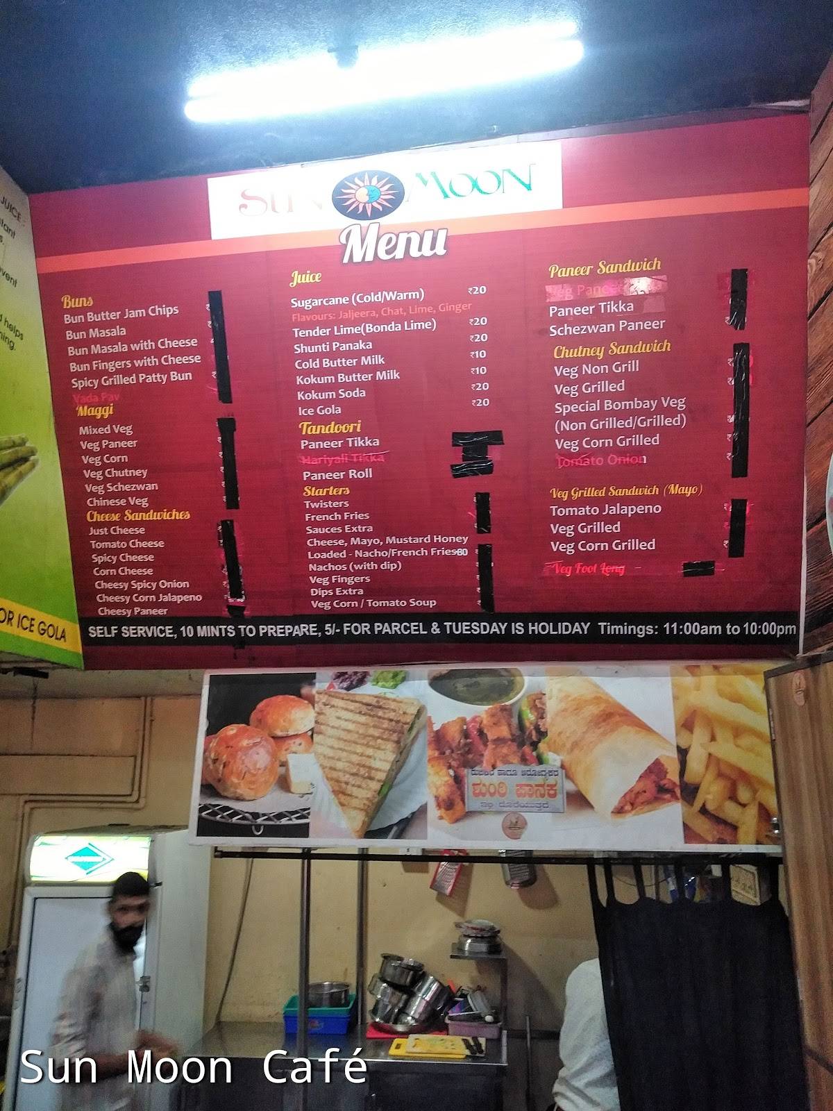 Menu at Sun Moon, Mangaluru