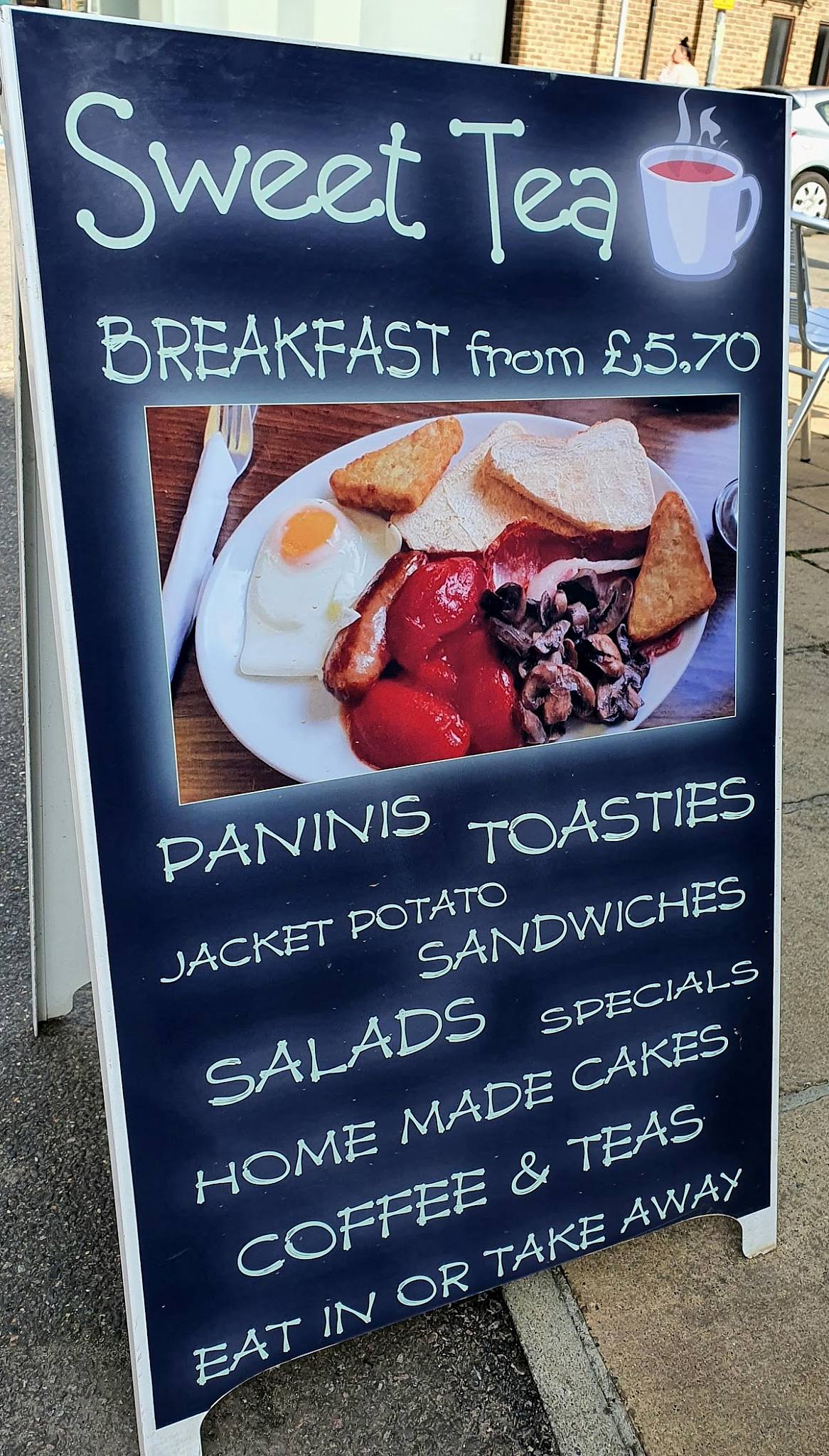 Menu at Sweet Tea cafe, Cambridge