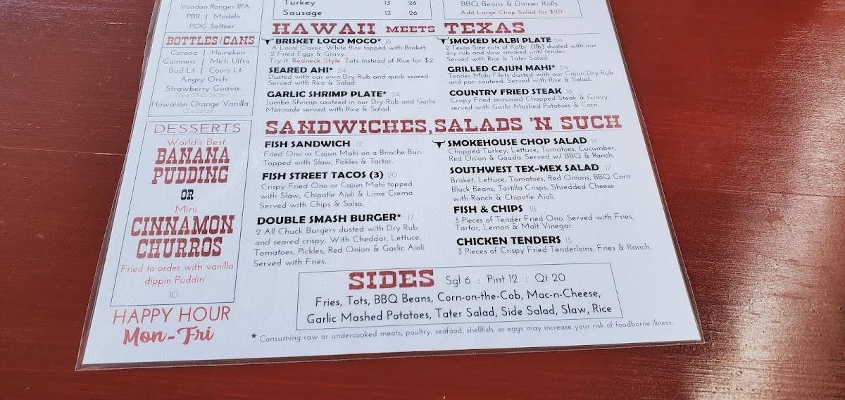 Menu at TEX 808 BBQ + Brews Hawaii Kai, Honolulu, 377 Keahole St Ste C1-A