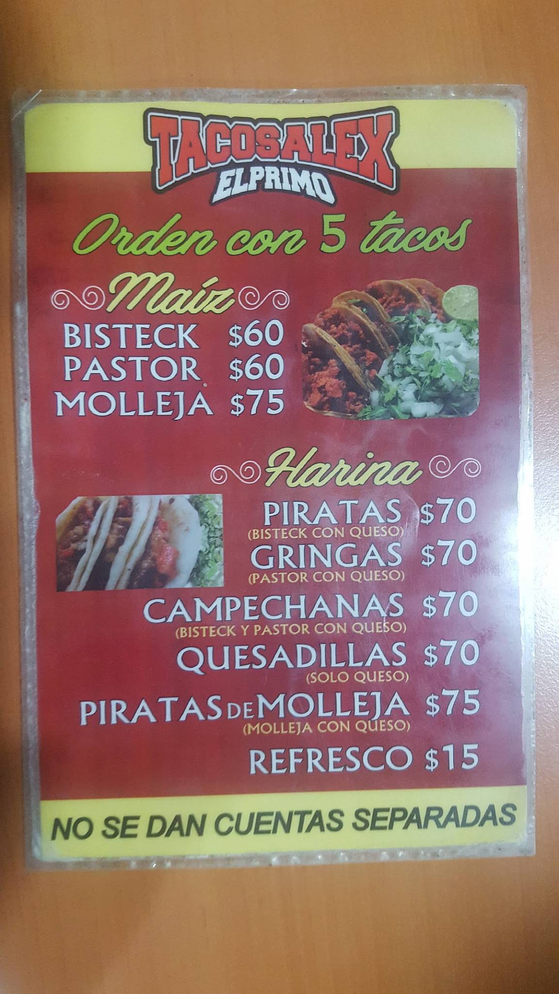 Carta del restaurante Tacos Alex "El Primo", Saltillo, Blvd. Pedro ...