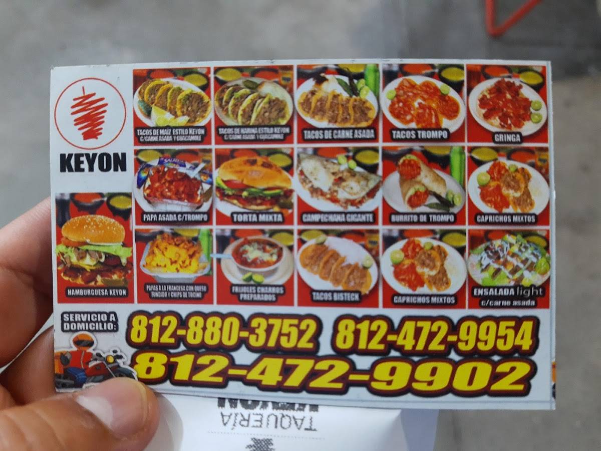Menu at Tacos Keyon restaurant, Ciudad Apodaca