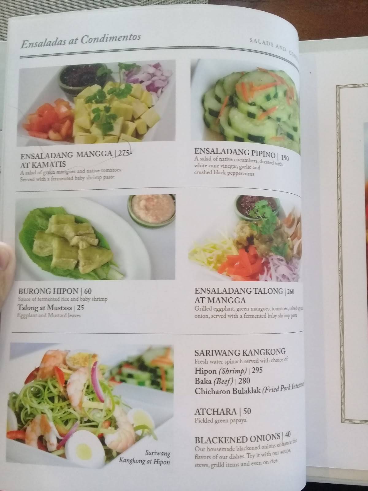 Menu at Balay Dako restaurant, Tagaytay, Tagaytay - Nasugbu Hwy
