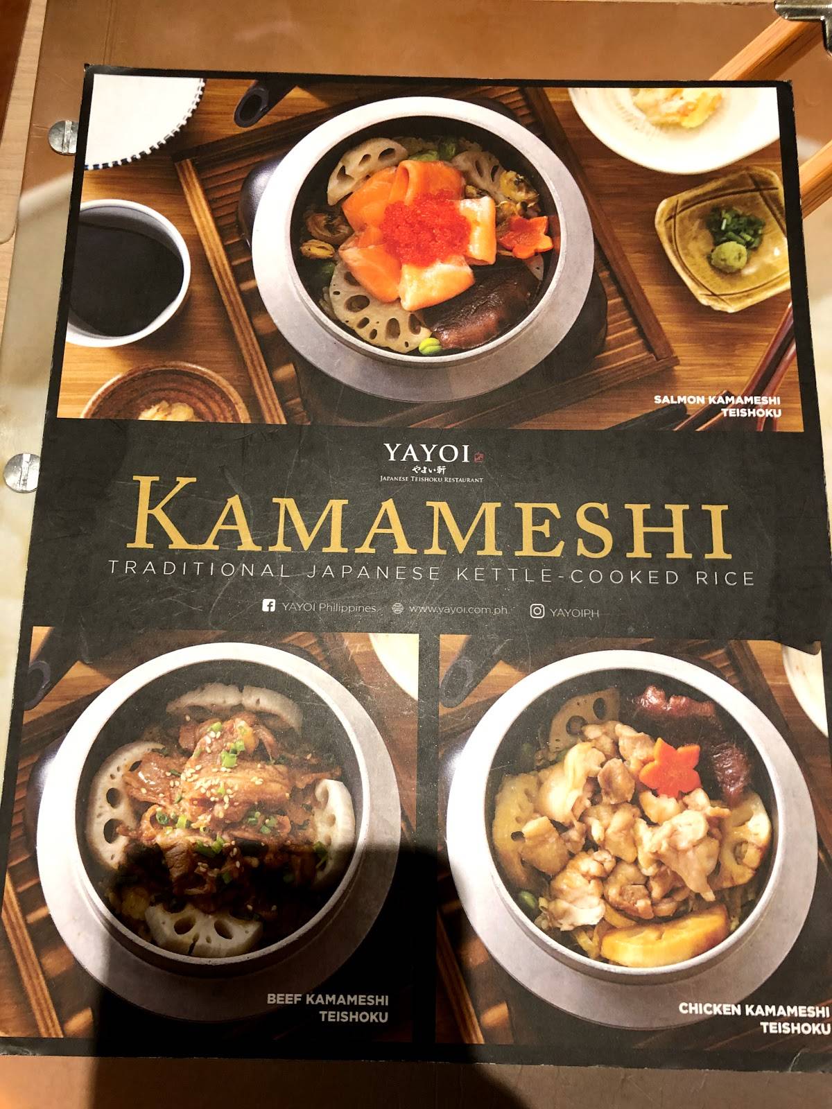 Carta del restaurante Yayoi BGC, Taguig