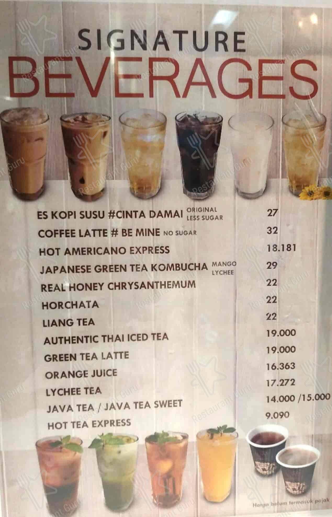 Menu at Tamani Express restaurant, Central Jakarta, Jl. Asia Afrika No. 8