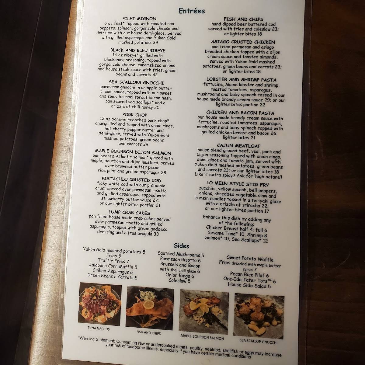 Menu at Tamiami Tavern restaurant, Punta Gorda