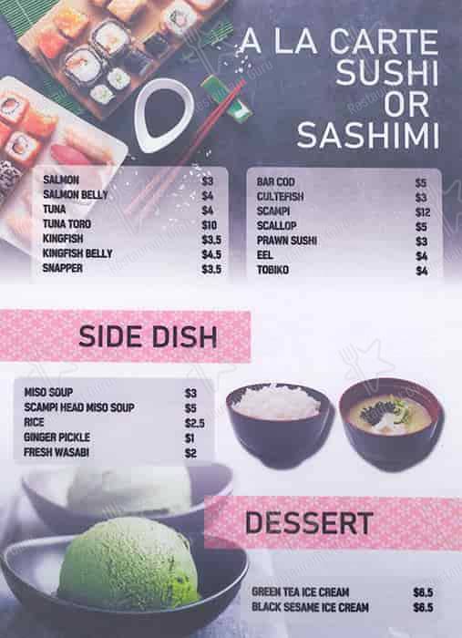 Menu at Tanomi Lidcombe restaurant, Lidcombe