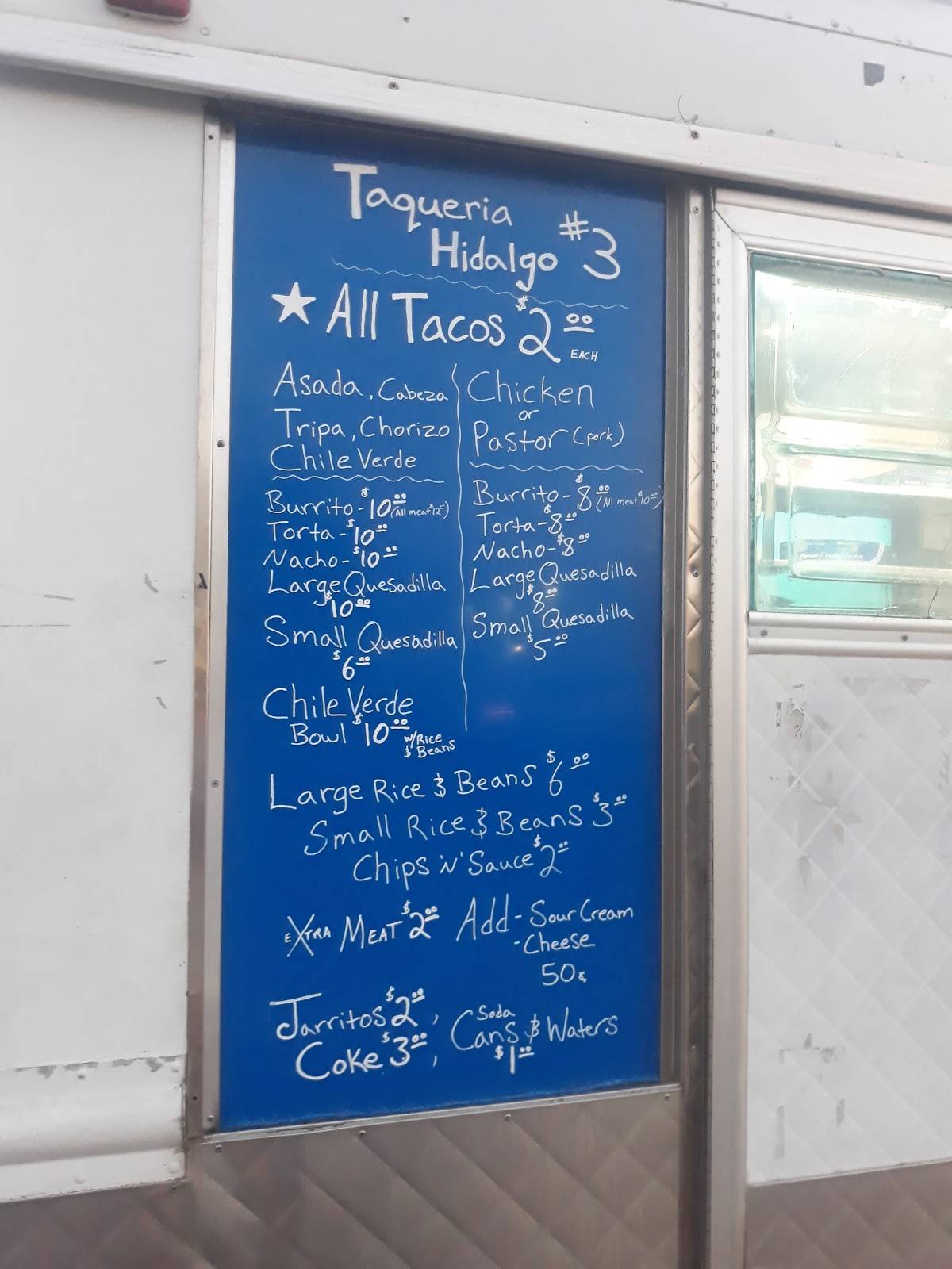 Menu at Taqueria Hidalgo #3 Taco Truck restaurant, Oroville, Olive Hwy