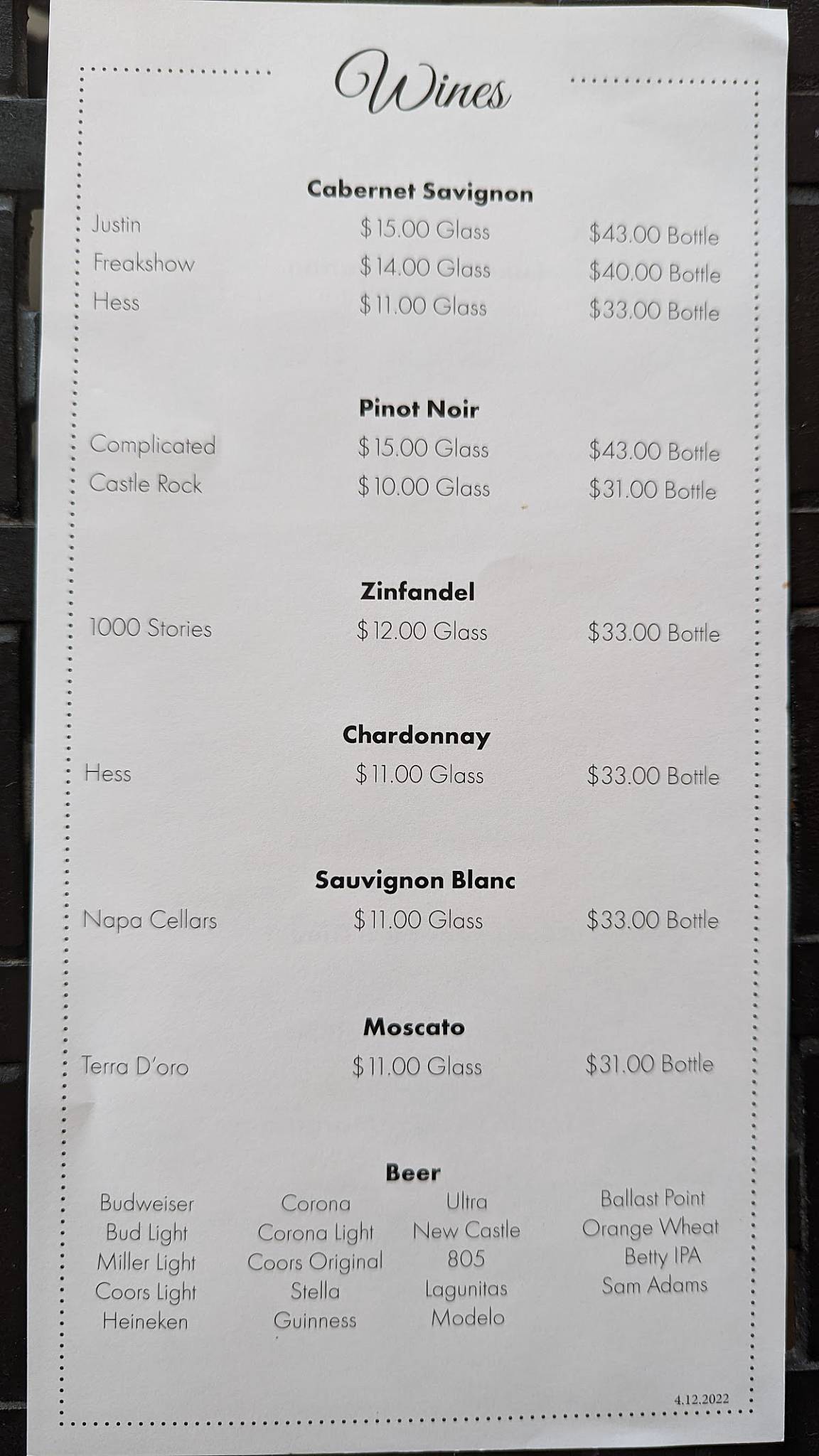 Menu at Tartan of Redlands pub & bar, Redlands, 24 E Redlands Blvd