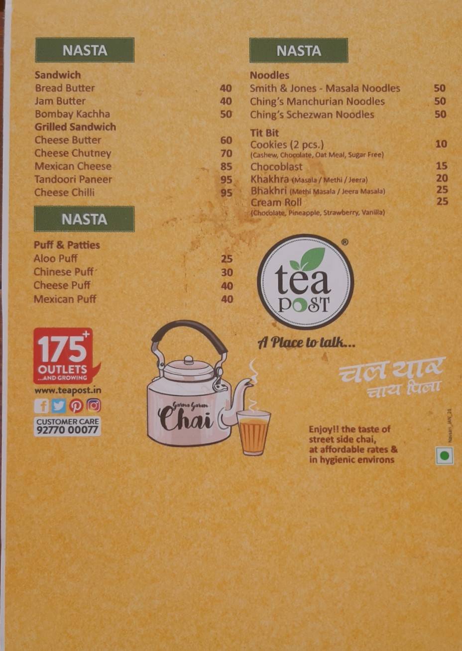 Menu at Tea Post - A Place to Talk, Navsari