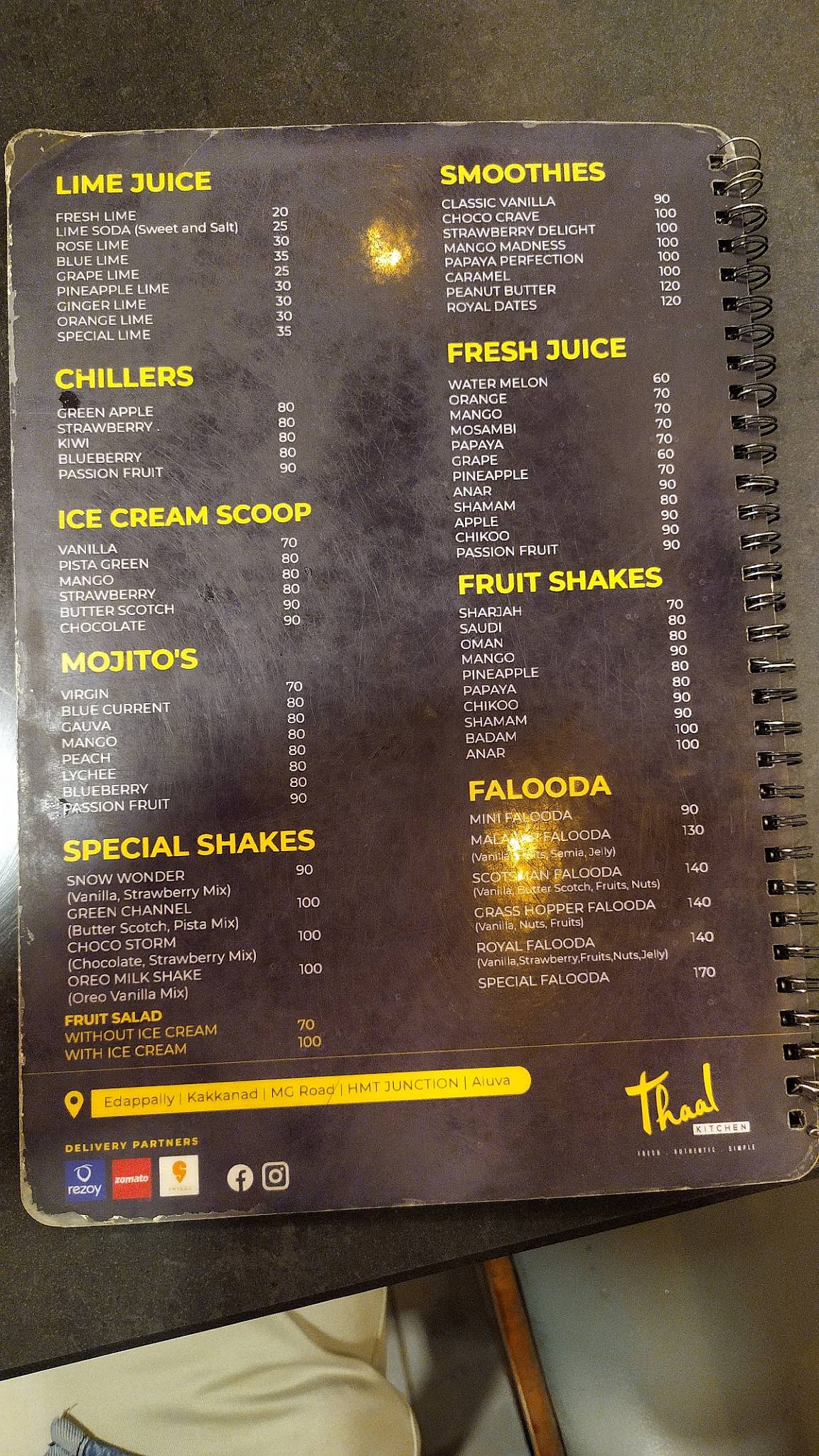 Menu at Thaal Kitchen, Kochi, +PCF