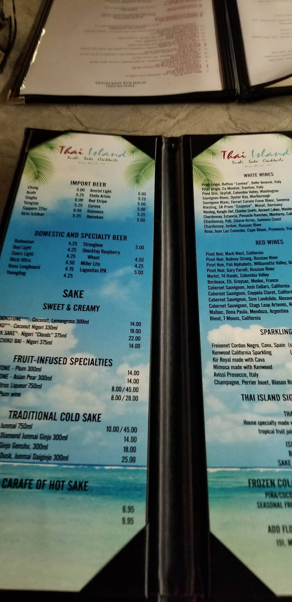 Menu at Thai Island Restaurant, Key West