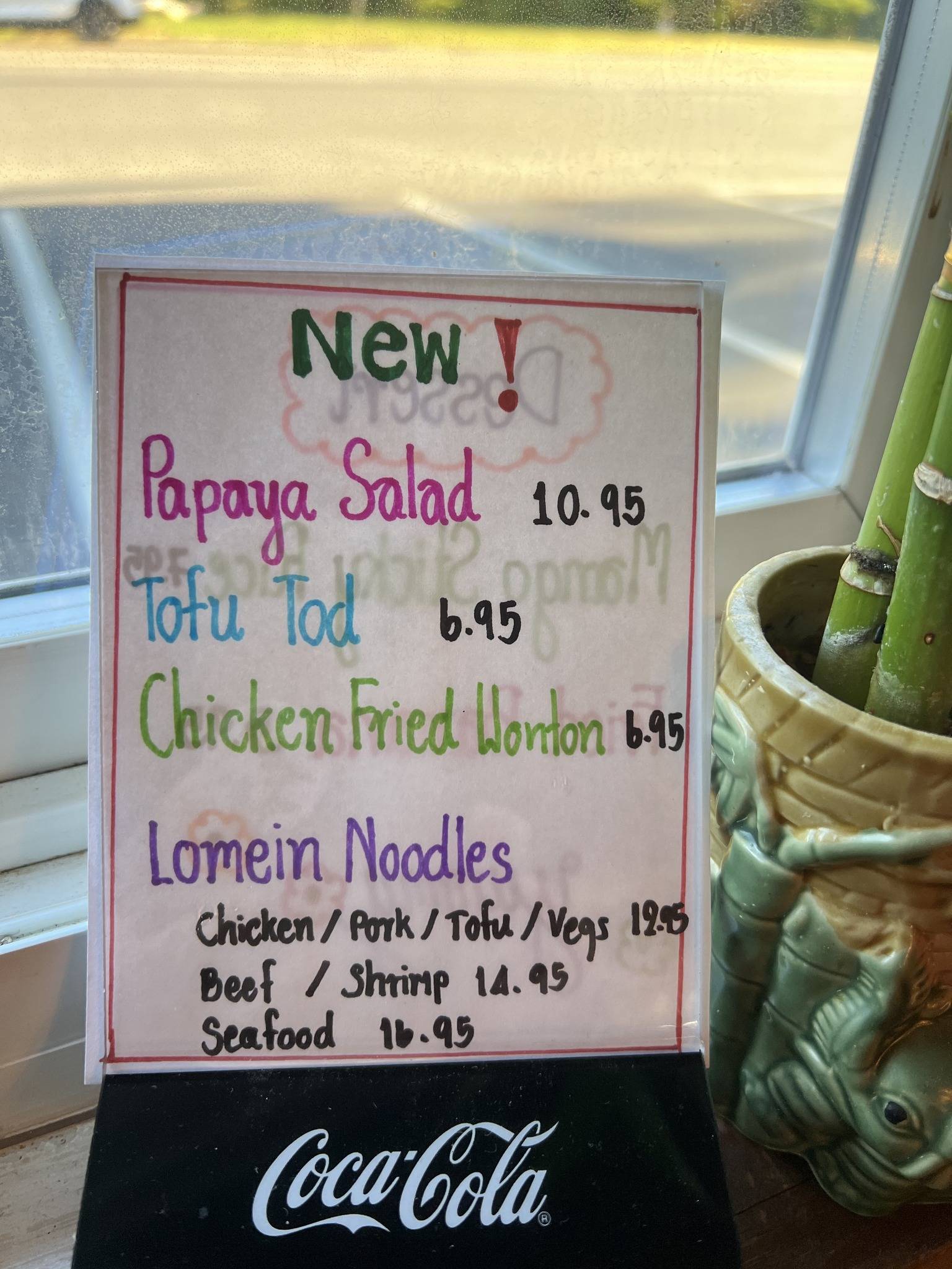 Menu at Thai Riverside restaurant, Kingsport