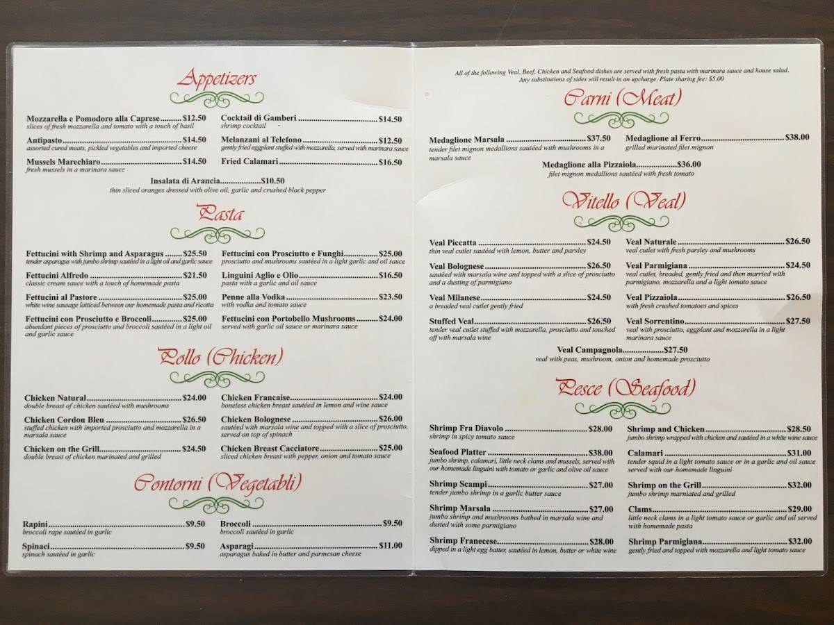 Menu at The Appian Way restaurant, Schenectady