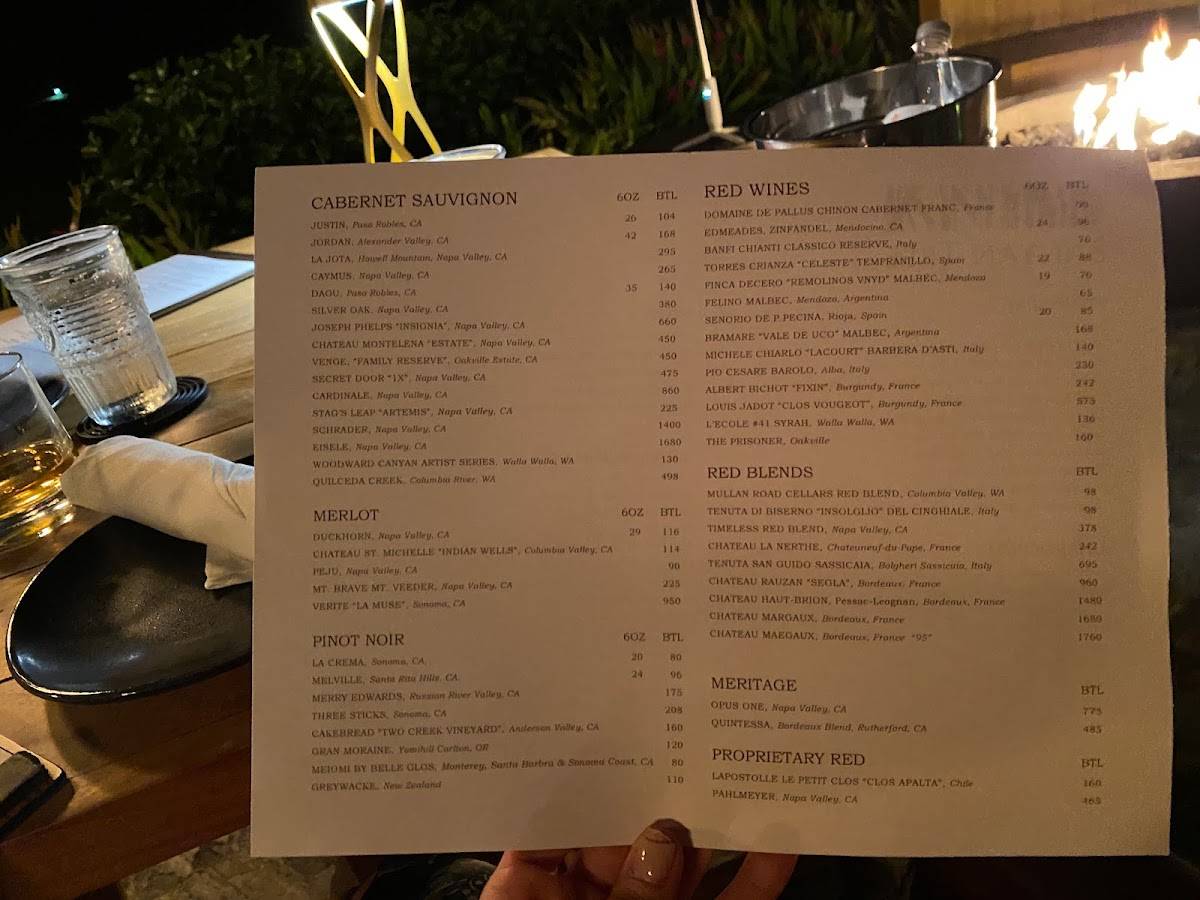 Menu at The Banyan Tree restaurant, Kapalua