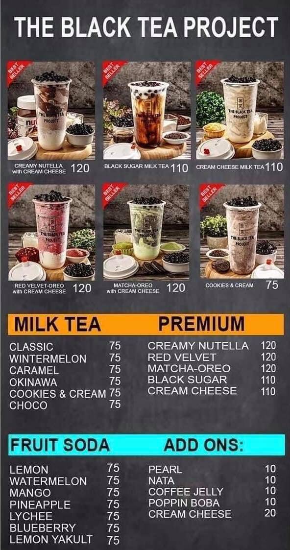 Menu at The Black Tea Project - Nasugbu cafe, Nasugbu