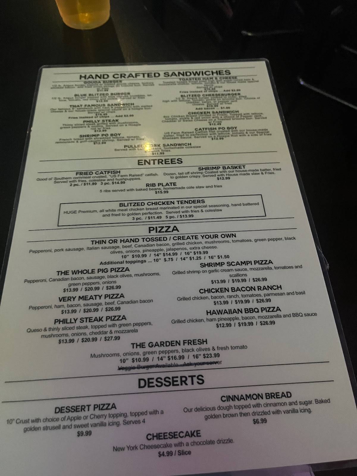 Menu at The Blitzed Pig pub & bar, Hot Springs