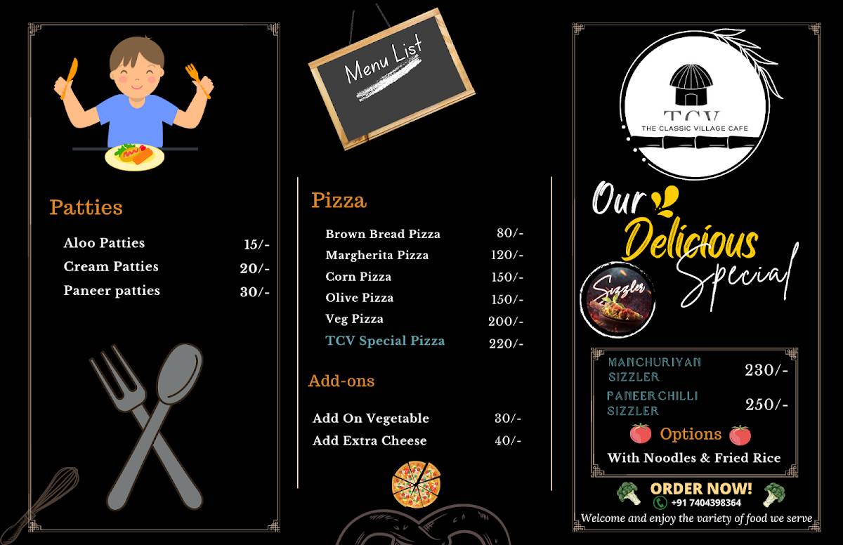 Menu at The Classic Village Cafe, Kurukshetra