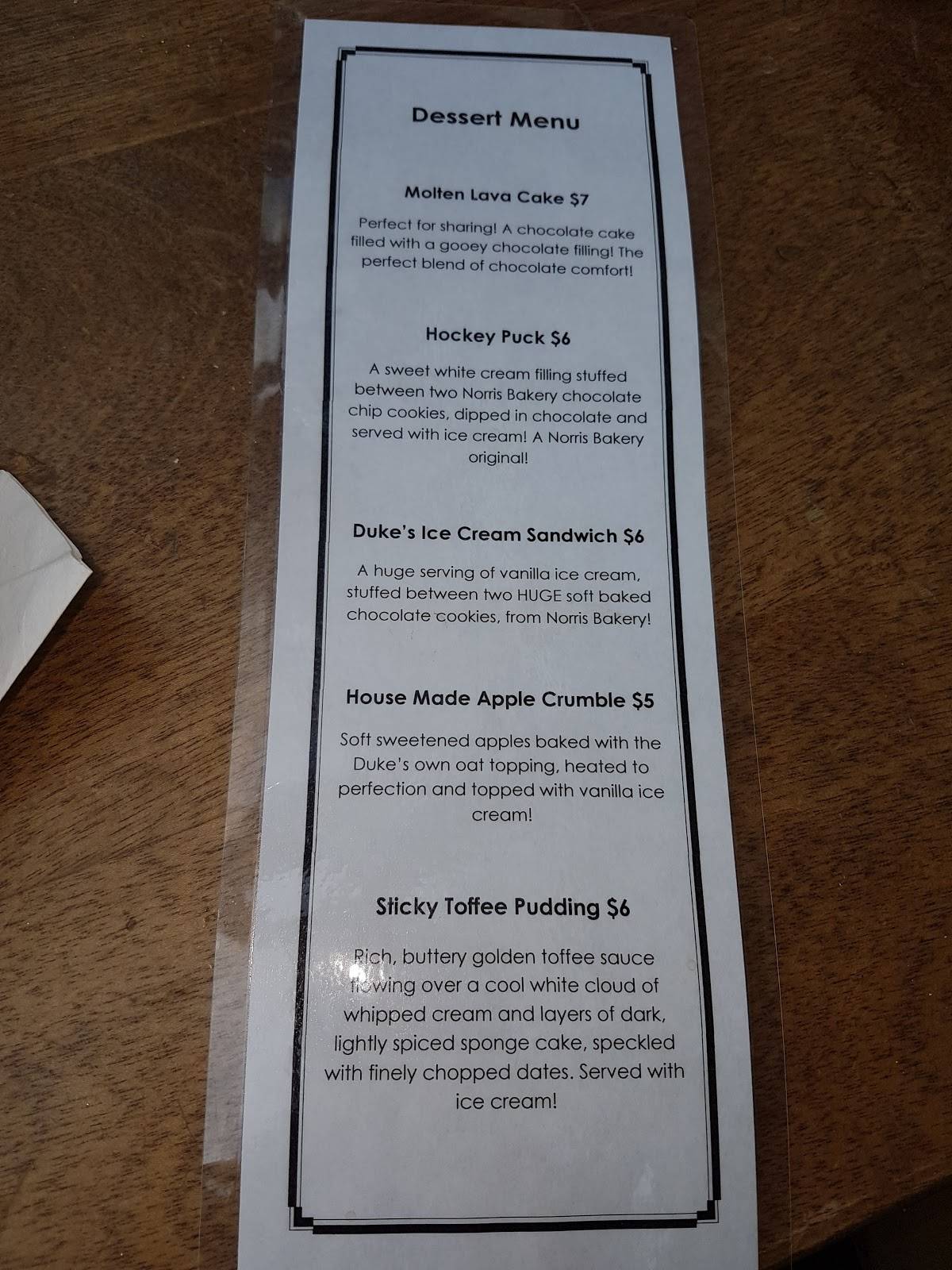 Menu at The Duke of Wellington pub & bar, Waterloo