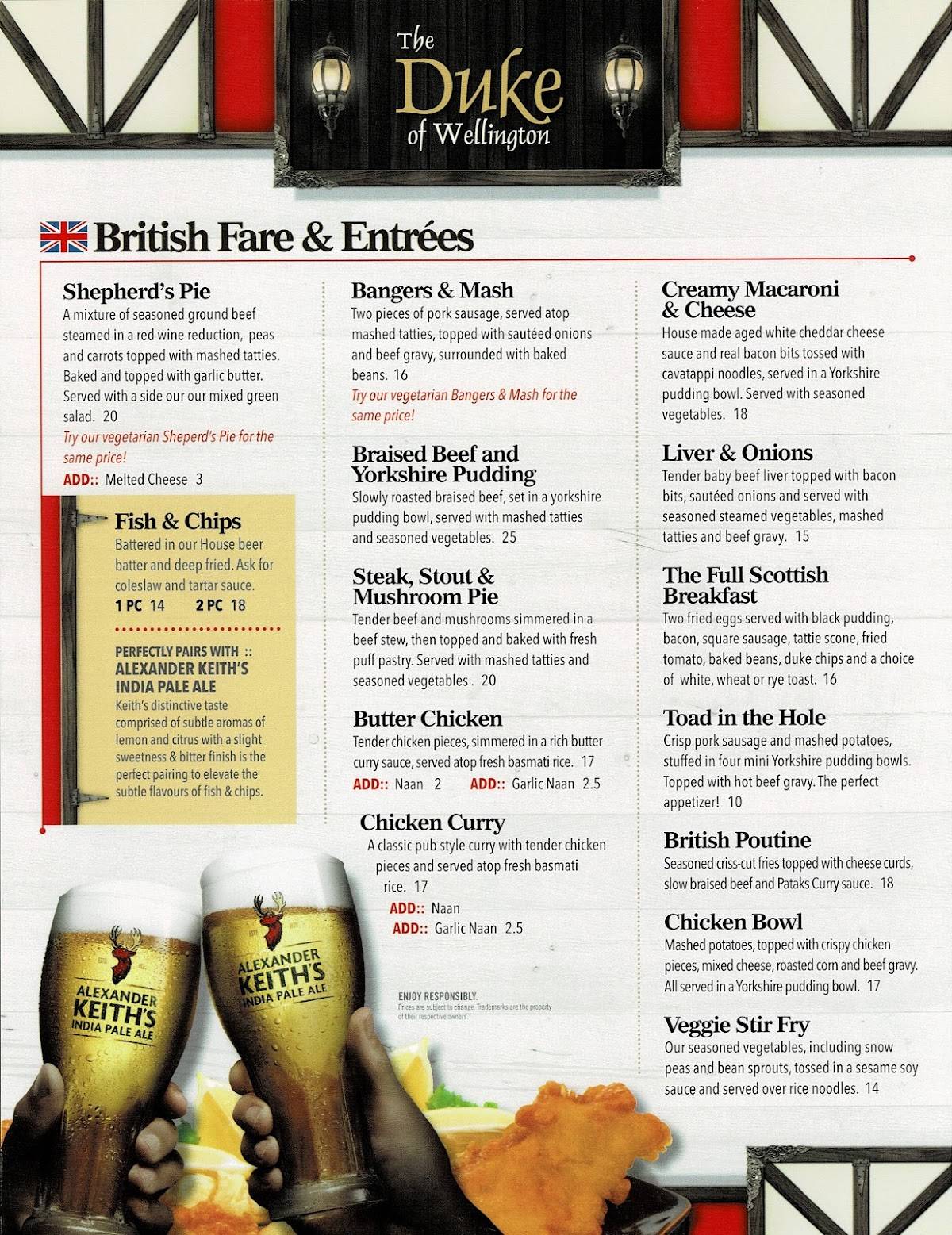 Menu at The Duke of Wellington pub & bar, Waterloo