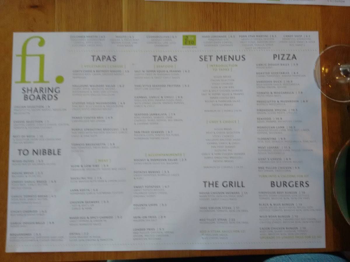 Menu at The Firehouse Restaurant & Cafe Bar, Sowerby Bridge