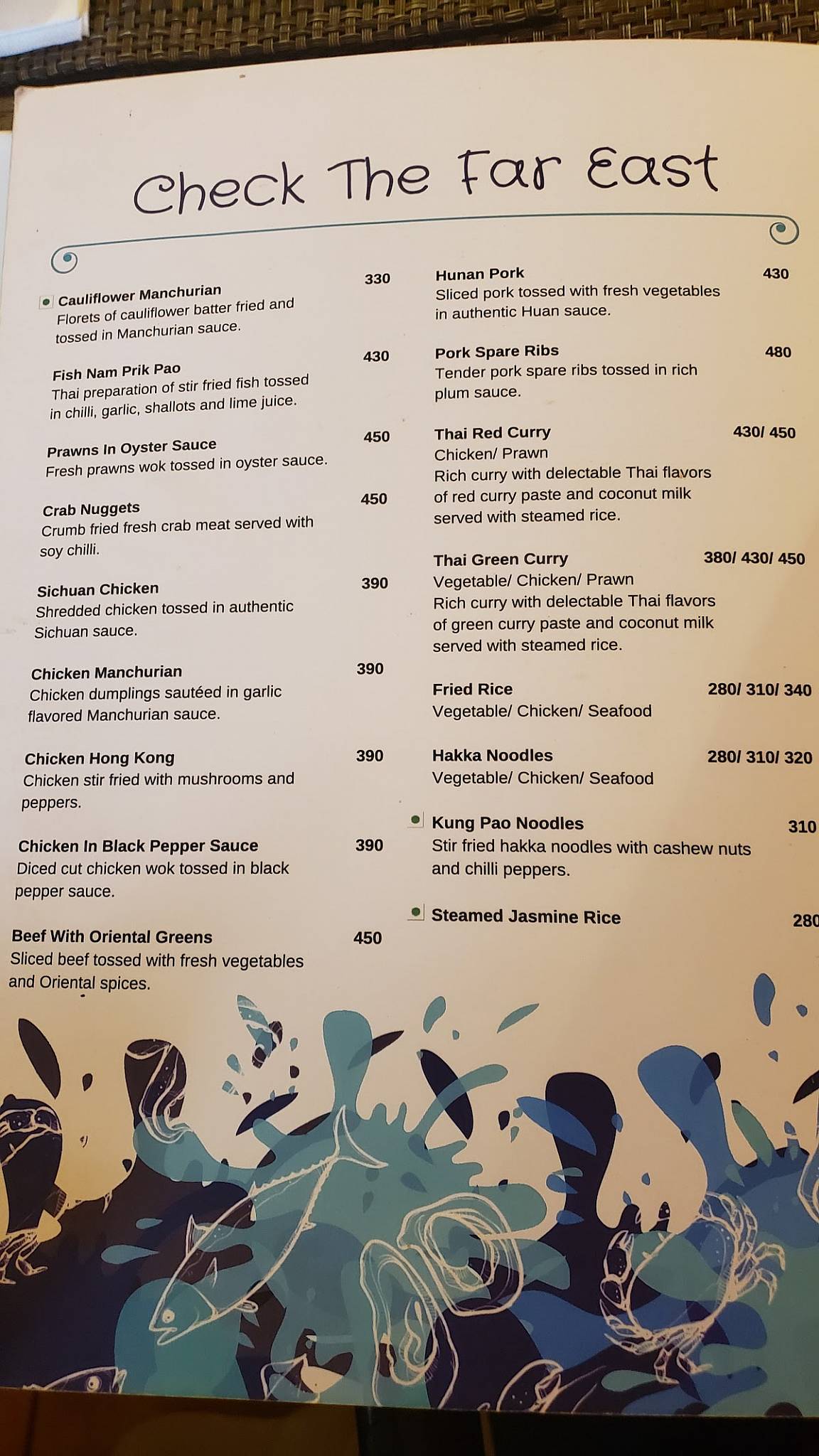 Menu at The Fisherman's Wharf Panjim, Bambolim