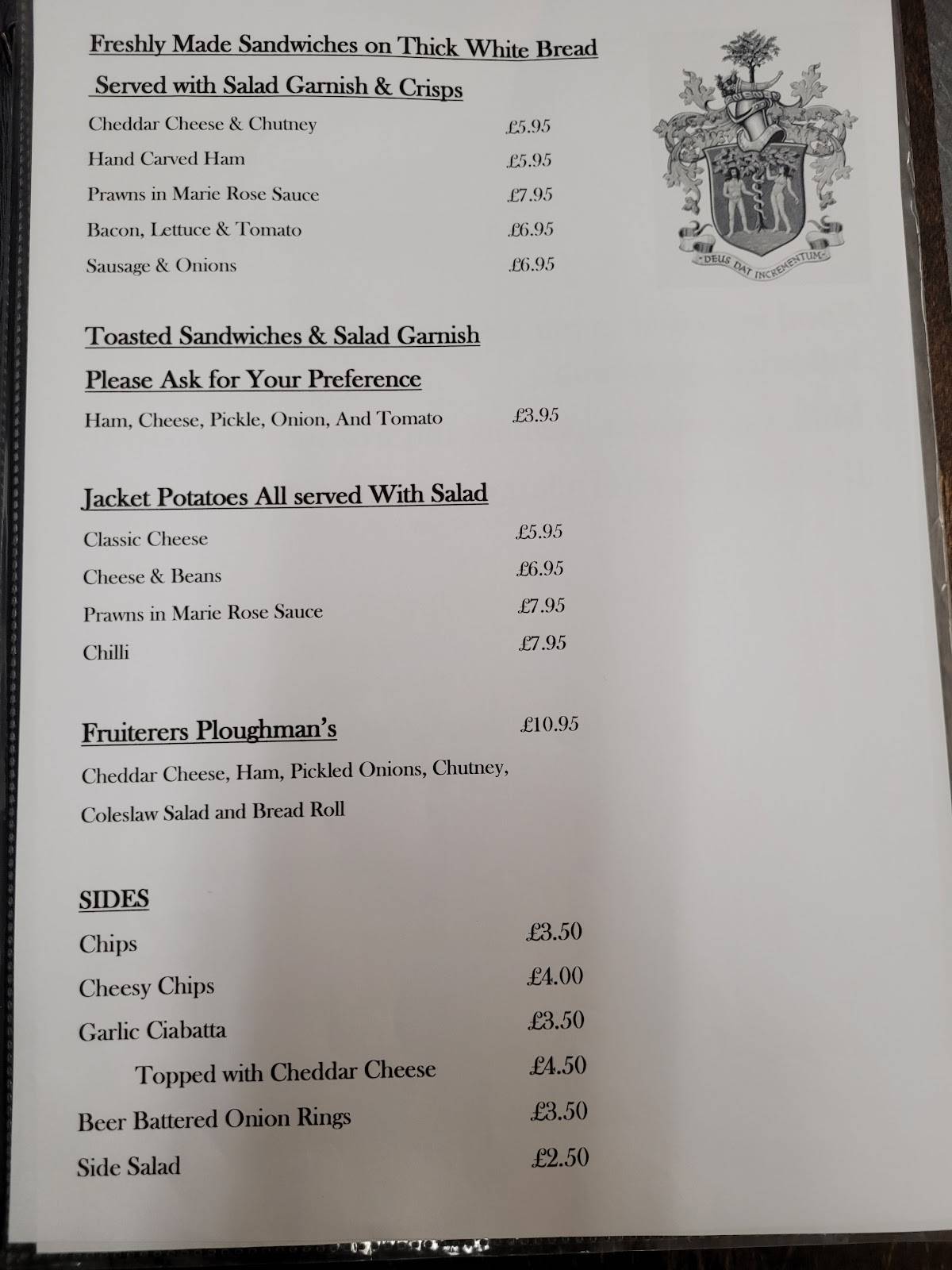 Menu at The Fruiterers Arms pub & bar, Rodmersham