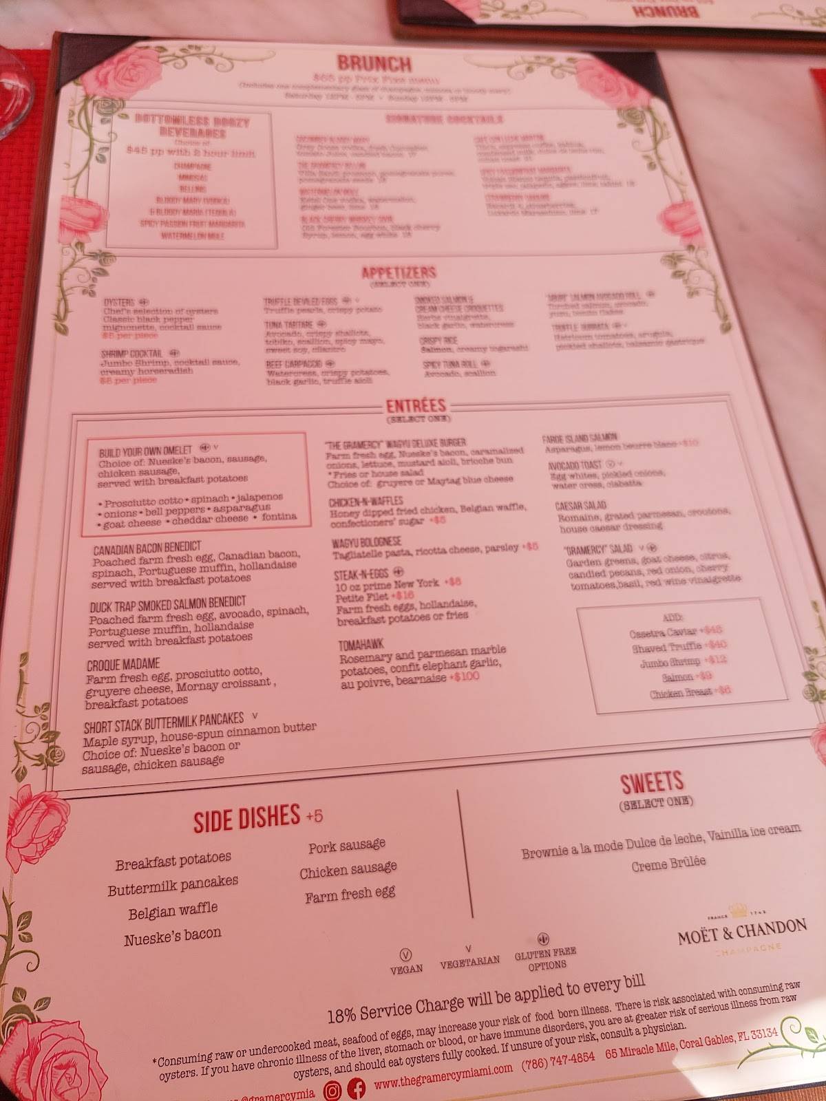 Menu at The Gramercy Miami pub & bar, Coral Gables