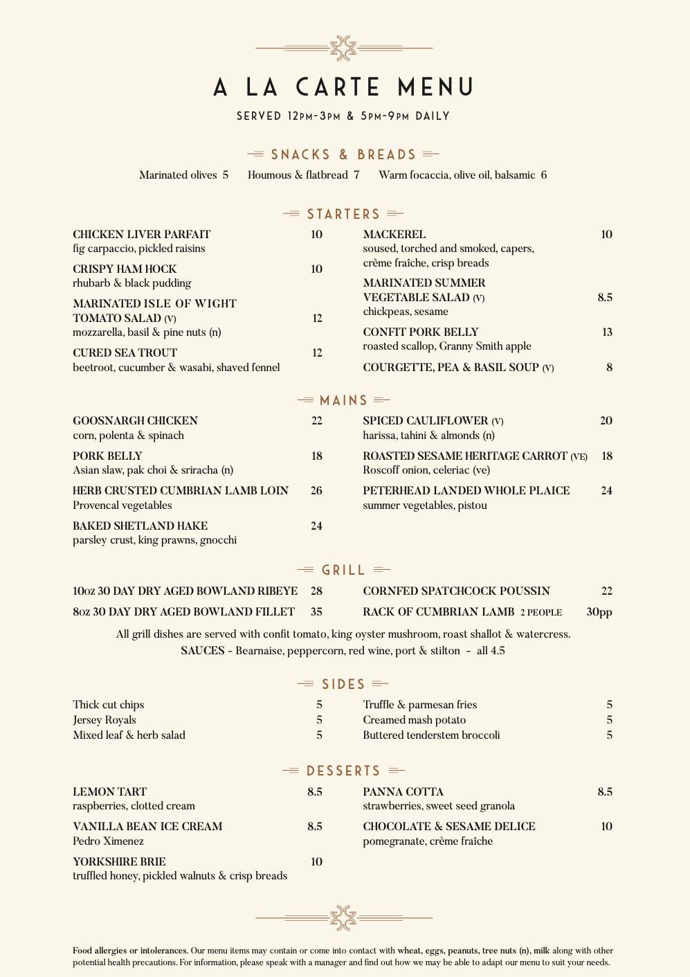 Menu at The Grand, Southport restaurant, Southport