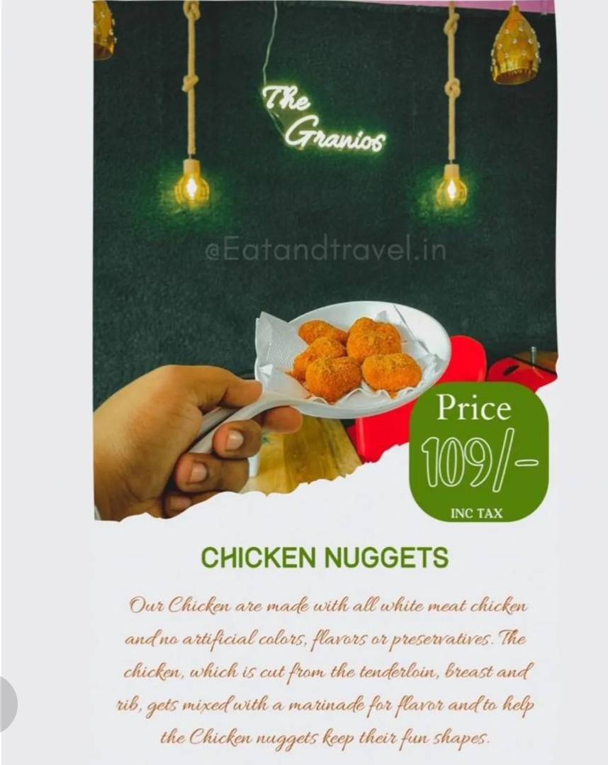 Menu at The Granios Miyapur, Hyderabad