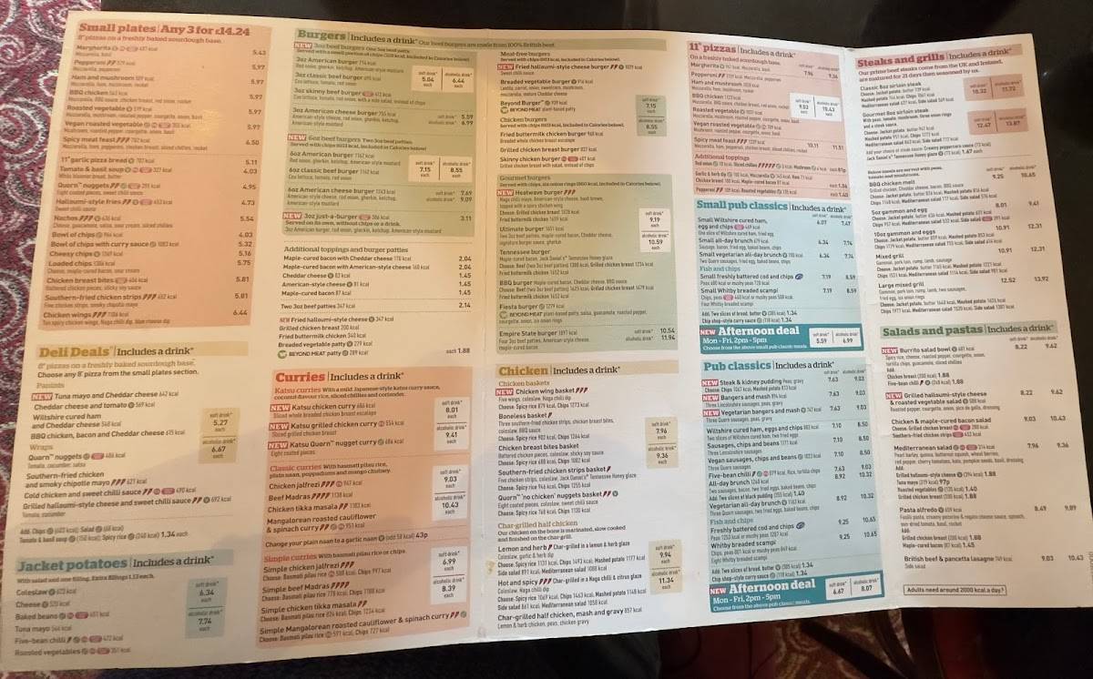 Menu at The Hatters Inn - JD Wetherspoon pub & bar, Bognor Regis