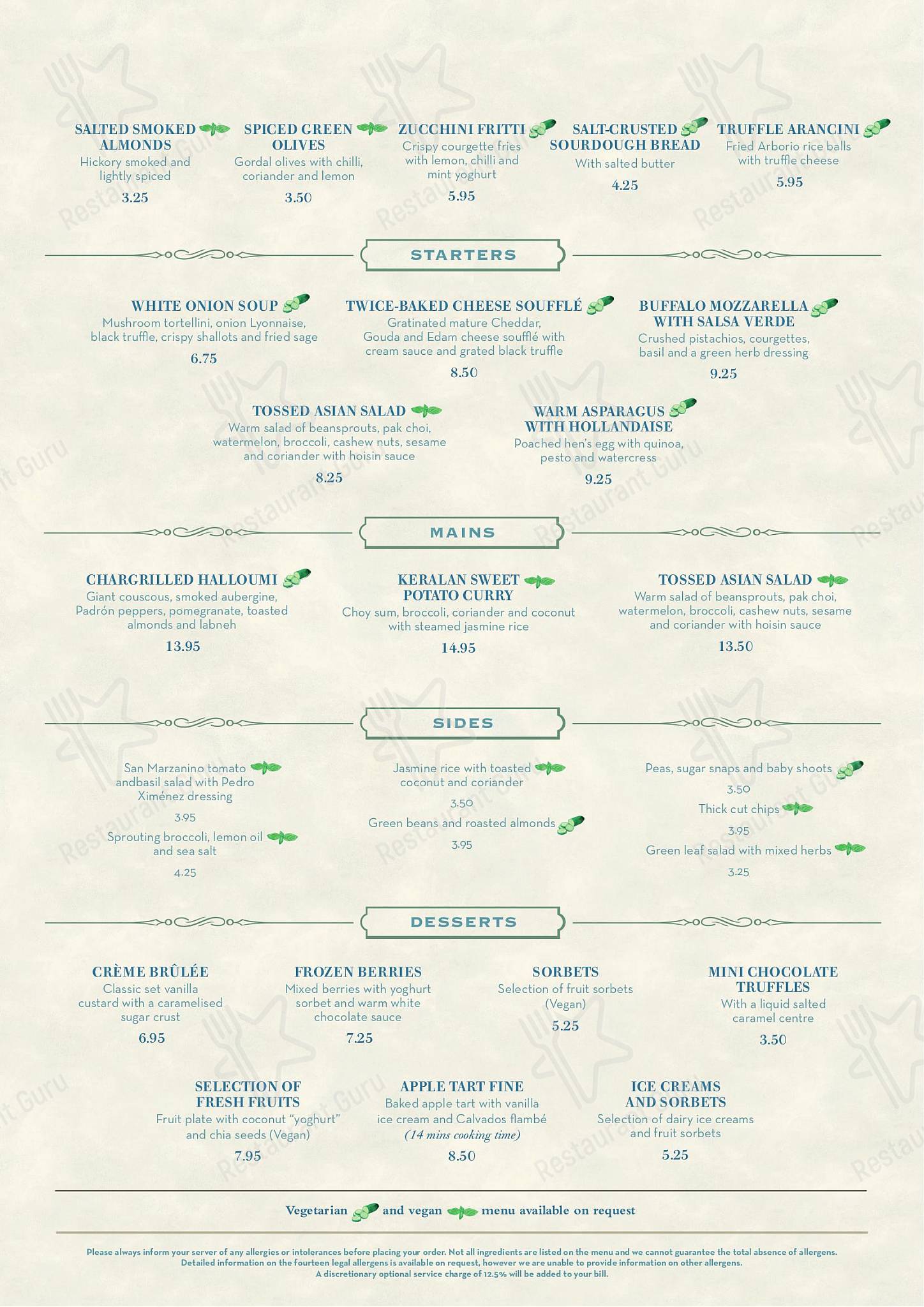 Menu at The Ivy Victoria Quarter Leeds restaurant, Leeds