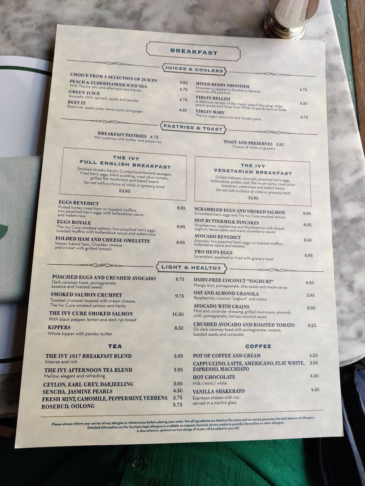 Menu at The Ivy Cambridge Brasserie restaurant, Cambridge